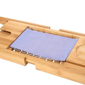 Bozhu Bathtub Tray, Adjustable Bathtub Tray, Expandable Bathtub Caddie, Table, Wine Glass Bracket and Towel Rack, Bamboo(Bozhu01)