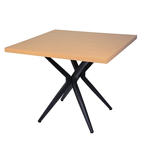 LUCKYERMORE Small Square Dining Room Table for 2-4,Wood Kitchen Table 1.5" Thickness;W/Solid Metal Legs Leisure Coffee Table for Living Room Cafe Bar Balcony Home, Easy-Assembly