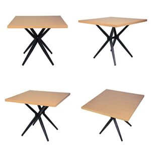 LUCKYERMORE Small Square Dining Room Table for 2-4,Wood Kitchen Table 1.5" Thickness;W/Solid Metal Legs Leisure Coffee Table for Living Room Cafe Bar Balcony Home, Easy-Assembly