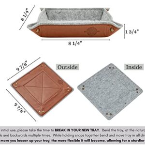 Leather Valet Tray for Men and Catchall Tray | Leather Tray w/Charger Slot | Mens Valet Tray | Catch All Tray w/Felt Interior | Leather Catchall Key Tray | EDC Tray for Men and Everyday Carry Tray