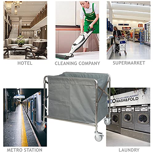 tonchean Laundry Basket on Wheels, Commercial Rolling Laundry Trolley, Heavy-Duty Collapsible Laundry Hamper Sorter Cart for Industrial/Hotel/Home