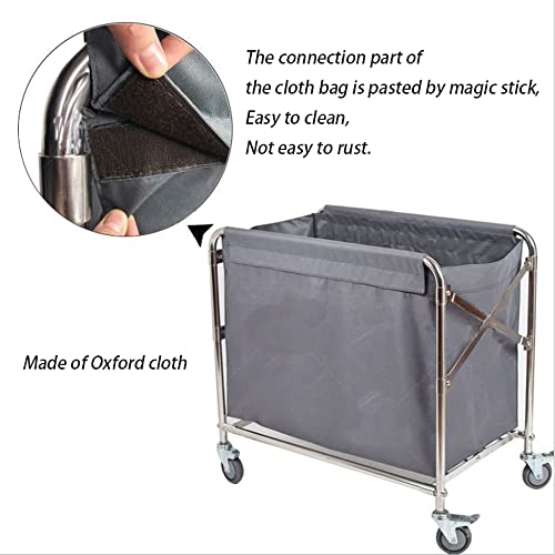 tonchean Laundry Basket on Wheels, Commercial Rolling Laundry Trolley, Heavy-Duty Collapsible Laundry Hamper Sorter Cart for Industrial/Hotel/Home