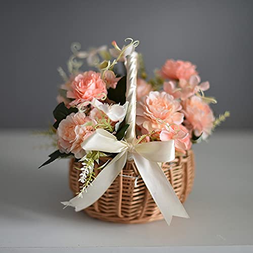 UXZDX Flower Basket Wedding, Home Decoration Woven Portable Storage Basket, Portable Basket