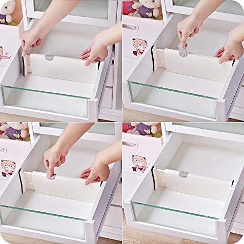 Ulrikco Adjustable Drawer Dividers Organizer 4 Pack, Separators 3.9" High Expandable from 11-17.3", Drawer Separators for Bedroom, Bathroom, Closet, Office, Kitchen Storage, Strong Secure Hold