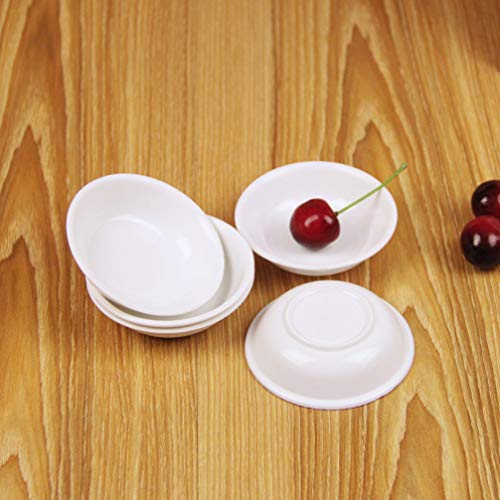 ifundom Dip Bowls Set of 10 Plastic Dip Soy Sauce Dishes & Bowl Small Cups for Sushi Tomato Sauce, Soy,- Chip and Dip Serving Bowl Set, White