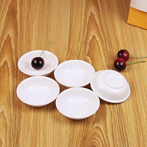 ifundom Dip Bowls Set of 10 Plastic Dip Soy Sauce Dishes & Bowl Small Cups for Sushi Tomato Sauce, Soy,- Chip and Dip Serving Bowl Set, White