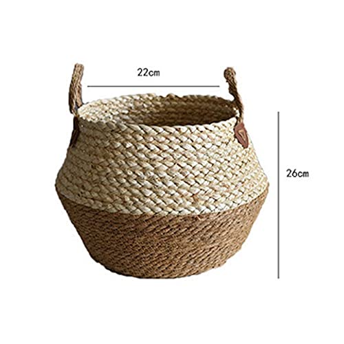 UXZDX Foldable Natural Flower Pots, Wicker Baskets, Household Decorative Flower Baskets, Storage Baskets