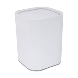 bath bliss 8 liter acrylic wastebasket | weighted swing top lid | small trash can | waste bin | garbage container | contemporary design | bathroom | bedroom | office | dorm | white