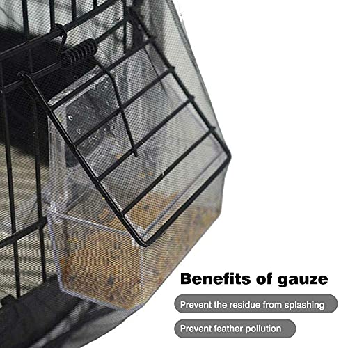 BSBMIEQM Universal Bird Cage Seed Catcher,Seed Catcher Guard Net Cover,Parrot Nylon Mesh Net Cover,Soft Airy Cage Net Stretchy Skirt for Round Square Cages(Circumference 50 inch to 90 inch，Black)…