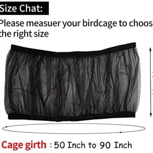 BSBMIEQM Universal Bird Cage Seed Catcher,Seed Catcher Guard Net Cover,Parrot Nylon Mesh Net Cover,Soft Airy Cage Net Stretchy Skirt for Round Square Cages(Circumference 50 inch to 90 inch，Black)…