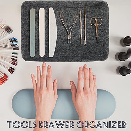 KWLET Desk Drawer Organizer Tray Dividers Set Kitchen Bathroom Office Drawer Organizers Separators Shallow Felt Storage Bins Container for Makeup Juck Jewelry Utensils Tools Dresser, Grey, 7 Pack