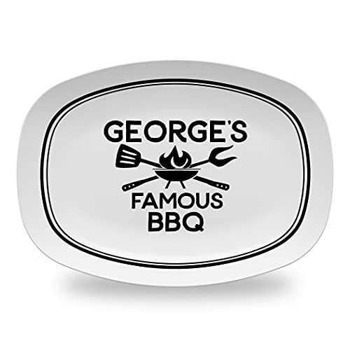 Tiny Expressions - Personalized BBQ Grill Platter with Customized Name for Father’s Day | Great Barbeque or Grilling Gift for Dad or Grandpa | BPA Free | Dishwasher Safe