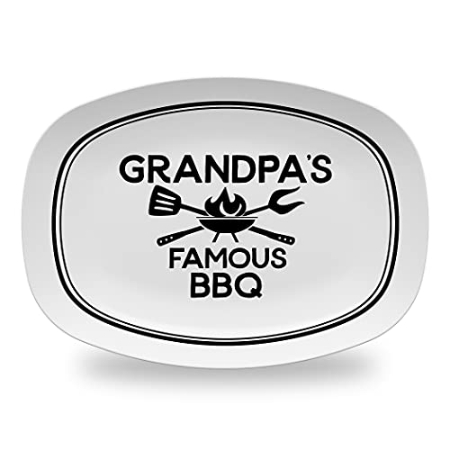 Tiny Expressions - Personalized BBQ Grill Platter with Customized Name for Father’s Day | Great Barbeque or Grilling Gift for Dad or Grandpa | BPA Free | Dishwasher Safe