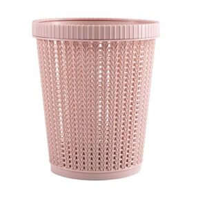 uwel hollow trash can waste bin with built-in trash bag storage box creative wastebasket garbage bin storage basket home living room bedroom kitchen waste debris storage garbage bin basket (pink)