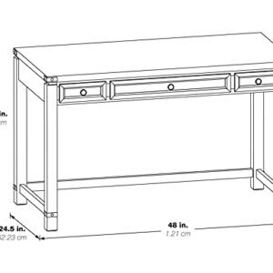 OSP Home Furnishings Baton Rouge Traditional Home Office Writing Desk, Champagne Oak Finish