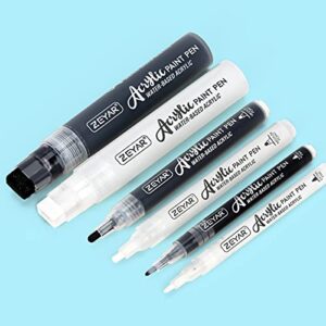 zeyar acrylic paint marker pens, 3 different point size: extra fine(0.7mm), medium bullet(2.5mm), jumbo felt tip(10-15mm) (black & white colors, extra fine,medium,jumbo)