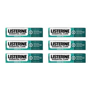 listerine essential care original gel fluoride toothpaste, prevents bad breath and cavities, powerful mint flavor for fresh oral care, 4.2 oz, pack of 6