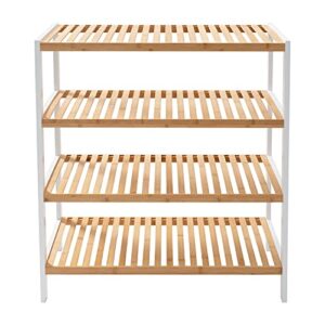 Organize It All 4 Tier White Sonora Bamboo Shelf | Dimensions: 28.74" x 12.99" x 30.98 | Freestanding | Space Saving | Bathroom Storage | White