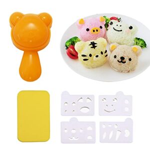 rice ball mold for kids cute animal sushi mold rice shaper onigiri mold bento accessories diy kitchen tools with nori seaweed punch cutter