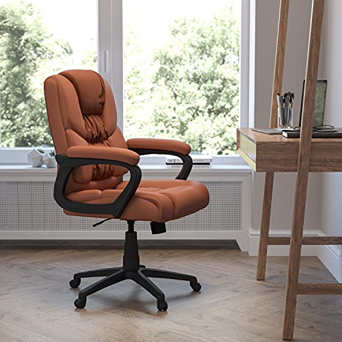 EMMA + OLIVER Big & Tall 400 lb. Rated Brown LeatherSoft Office Chair - Executive Office Chair