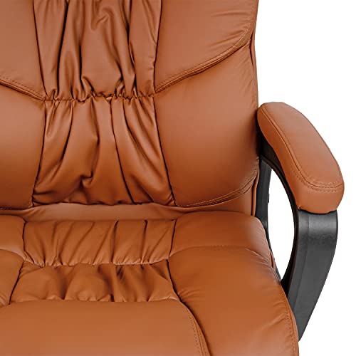 EMMA + OLIVER Big & Tall 400 lb. Rated Brown LeatherSoft Office Chair - Executive Office Chair