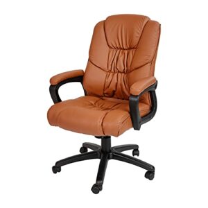 EMMA + OLIVER Big & Tall 400 lb. Rated Brown LeatherSoft Office Chair - Executive Office Chair