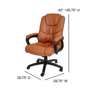 EMMA + OLIVER Big & Tall 400 lb. Rated Brown LeatherSoft Office Chair - Executive Office Chair