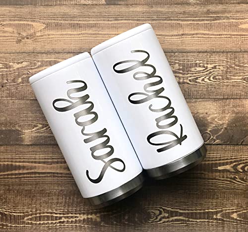 Maars® Personalized Slim Can Cooler Stainless Steel - Skinny Can Cooler Laser Engraved - Stainless Steel 12oz Sleeve, Double Wall Vacuum Insulated Drink Holder for Slim Beer & Hard Seltzer