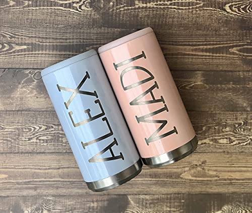 Maars® Personalized Slim Can Cooler Stainless Steel - Skinny Can Cooler Laser Engraved - Stainless Steel 12oz Sleeve, Double Wall Vacuum Insulated Drink Holder for Slim Beer & Hard Seltzer