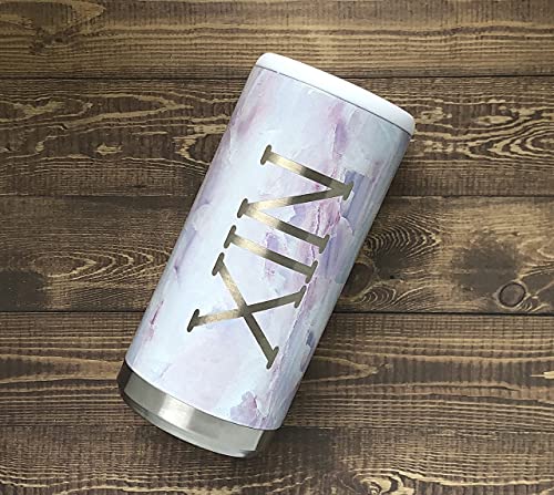 Maars® Personalized Slim Can Cooler Stainless Steel - Skinny Can Cooler Laser Engraved - Stainless Steel 12oz Sleeve, Double Wall Vacuum Insulated Drink Holder for Slim Beer & Hard Seltzer