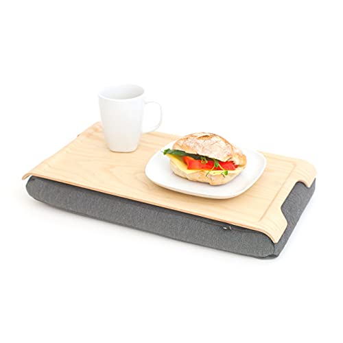 bosign Mini Multi-Purpose Laptray, Anti-Slip, Ash Wood with Salt and Pepper Gray Cushion