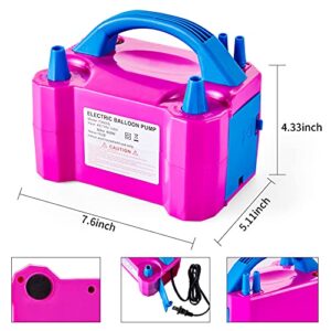 DEMELA Electric Air Balloon Pump Portable Air Blower Pump for Balloons 110V 600W Dual Nozzle Electric Inflator for Party Decoration Sports Rose Red