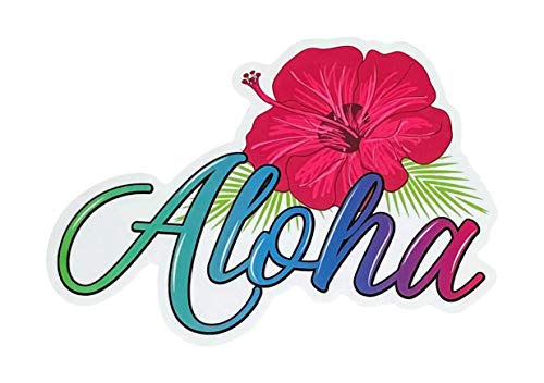 Aloha Hawaii Hibiscus & Mahalo Beer Can Coolers Sleeves (2-Pack) & 1 Aloha Decal - Soft Insulated Beer Can Cooler Sleeves - 5mm Neoprene Collapsible Black Can Sleeves for Soda, Beer & Water Bottles