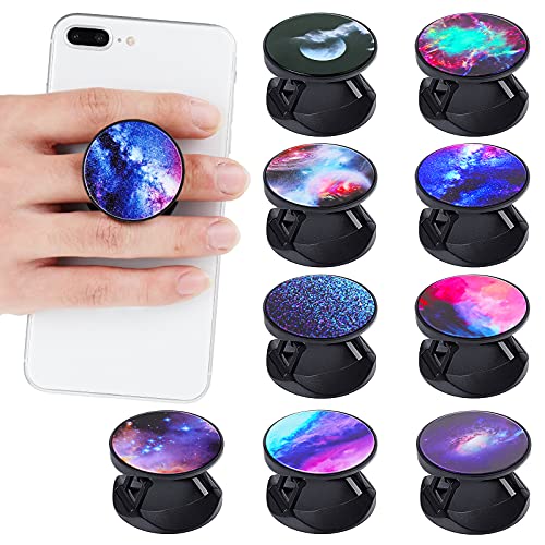 9 Pieces Cell Phone Grip Holder Collapsible Phone Holder Colorful Self-Adhesive Finger Ring Sublimation Phone Holders for Smartphone and Tablets (Nebula)