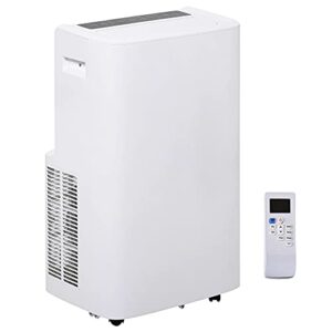 homcom 12000 btu portable air conditioner with cooling, dehumidifier, ventilating function, remote control, & led display, white