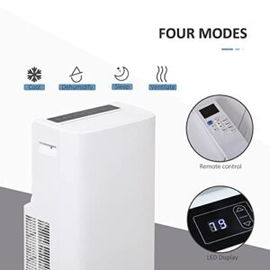 HOMCOM 12000 BTU Portable Air Conditioner with Cooling, Dehumidifier, Ventilating Function, Remote Control, & LED Display, White