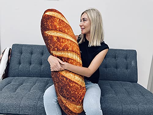 32" Large Life Like 3D Custom Shaped Home Decor Bread Throw Pillow-Made in USA, Extra Soft and Plush Cuddle Pillow, Unique Gift