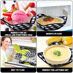 4 Pieces 2 Sizes Bowl holders Sponge and Microfiber Small Bowls Large Bowls Holder for Microwave Heat Plate Bowl Food Warmer for Home Kitchen and Hot Bowl Holder (Black and White)