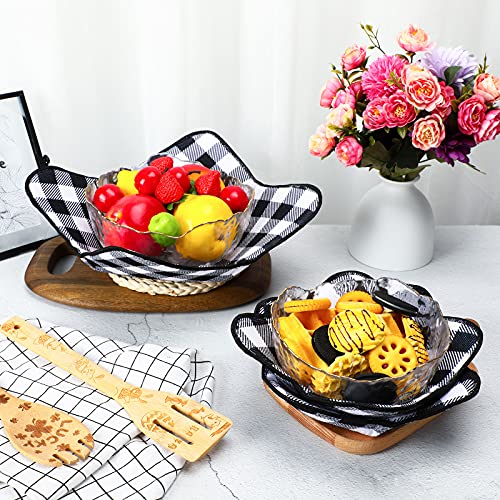 4 Pieces 2 Sizes Bowl holders Sponge and Microfiber Small Bowls Large Bowls Holder for Microwave Heat Plate Bowl Food Warmer for Home Kitchen and Hot Bowl Holder (Black and White)