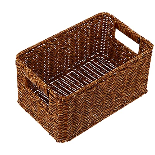 BESPORTBLE Wicker Basket Rectangular with Handles for Shelves Water Hyacinth Basket Storage Natural Baskets for Organizing Wicker Baskets for Storage