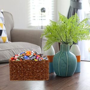 BESPORTBLE Wicker Basket Rectangular with Handles for Shelves Water Hyacinth Basket Storage Natural Baskets for Organizing Wicker Baskets for Storage