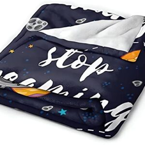 Zhung Ree Flannel Fleece Throw Blanket Quote Outer Space Pillowcase Cover Microfiber Durable Couch Blankets Home Decor Perfect for Bed and Sofa Super Soft Warm Blankets for All Season（50"x 40"）