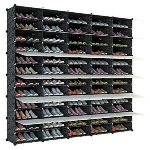 kousi portable shoe rack organizer 120 pair tower shelf storage cabinet stand expandable for heels, boots, slippers， 12 tier