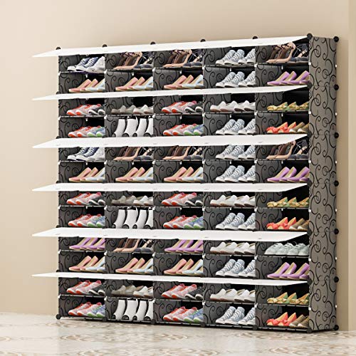 KOUSI Portable Shoe Rack Organizer 120 Pair Tower Shelf Storage Cabinet Stand Expandable for Heels, Boots, Slippers， 12 Tier