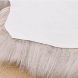 HUAHOO Premium Genuine Sheepskin Rug Linen Real Australia Sheepskin Natural Luxury Fluffy Lambskin Fur Area Rug Seat Covers for Kids Bedroom Sofa Chair Cover Pets Dogs Mat Double Pelt/2' x 3' Linen