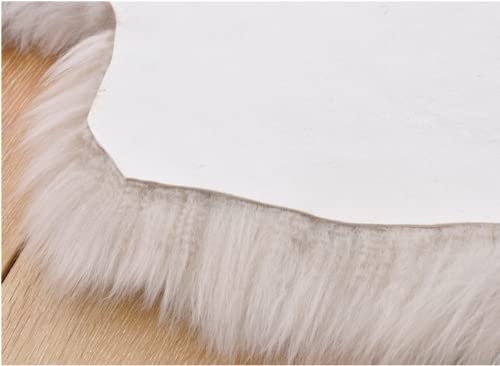 HUAHOO Premium Genuine Sheepskin Rug Linen Real Australia Sheepskin Natural Luxury Fluffy Lambskin Fur Area Rug Seat Covers for Kids Bedroom Sofa Chair Cover Pets Dogs Mat Double Pelt/2' x 3' Linen