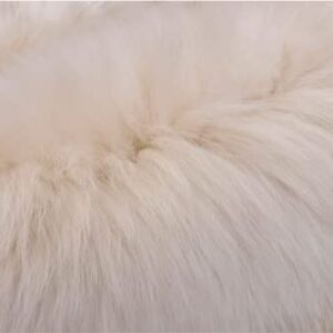 HUAHOO Premium Genuine Sheepskin Rug Linen Real Australia Sheepskin Natural Luxury Fluffy Lambskin Fur Area Rug Seat Covers for Kids Bedroom Sofa Chair Cover Pets Dogs Mat Double Pelt/2' x 3' Linen