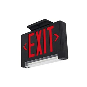 LFI Lights | Compact Combo Red Exit Sign with Emergency Lights | Black Housing | All LED | Adjustable Light Bar | Hardwired with Battery Backup | UL Listed | COMBOLP-R-B-BB