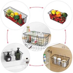 XINFULL 12 Pack Wire Storage Baskets Household Metal Wall-Mounted Containers Organizer Bins for Kitchen Bathroom Freezer Pantry Closet Laundry Room Cabinets Garage Shelf, Medium