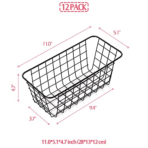 XINFULL 12 Pack Wire Storage Baskets Household Metal Wall-Mounted Containers Organizer Bins for Kitchen Bathroom Freezer Pantry Closet Laundry Room Cabinets Garage Shelf, Medium